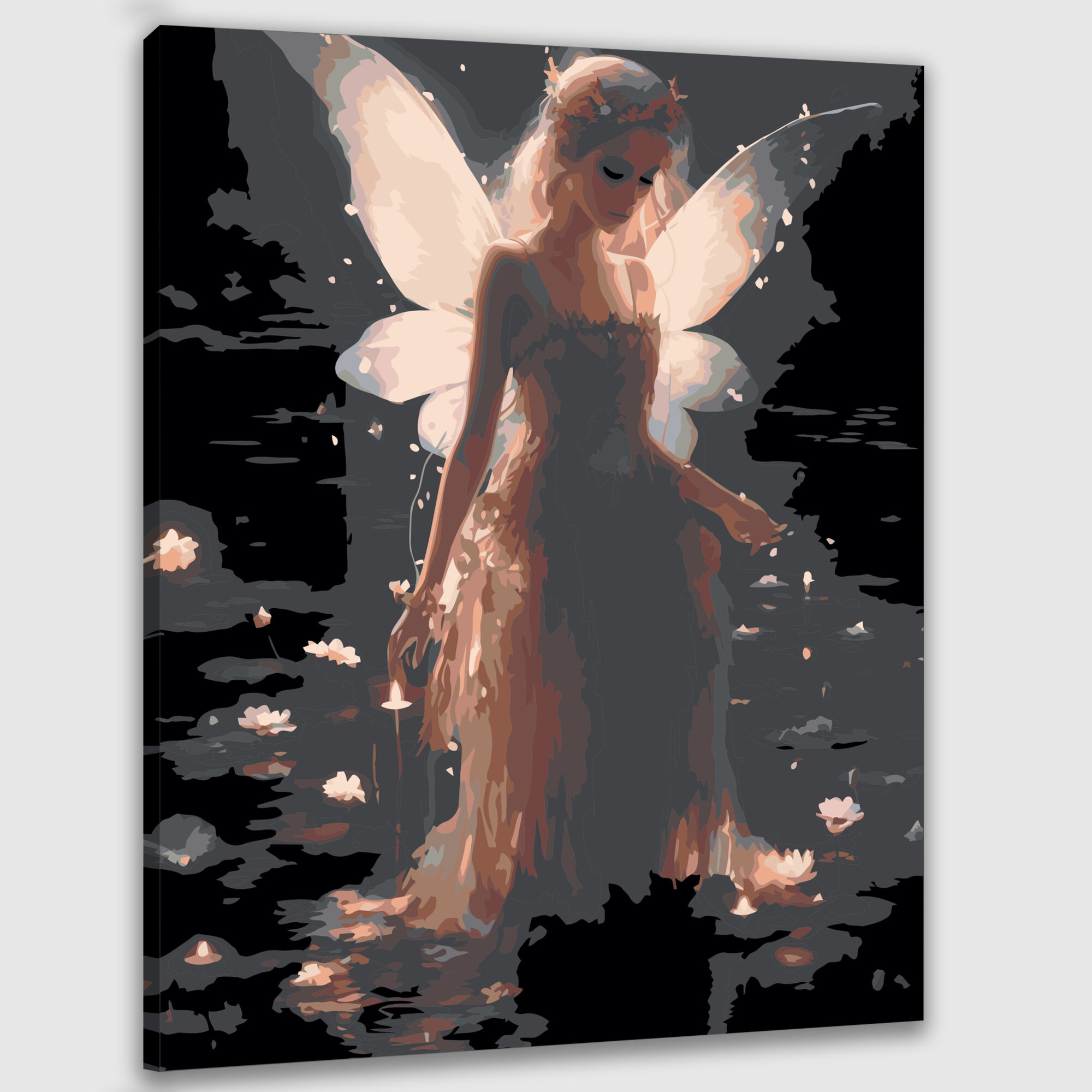 Картина по номерам 40x50 см, фея, аура, очарование, таинственность, крылья, мерцающие оттенки, парящая