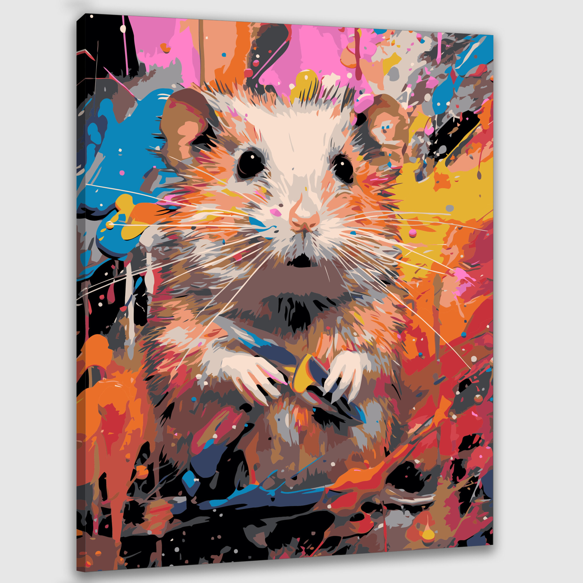 Картина по номерам 40x50 см, картина, смешанная техника, трехмерная скульптура, хомячок, переработанные материалы