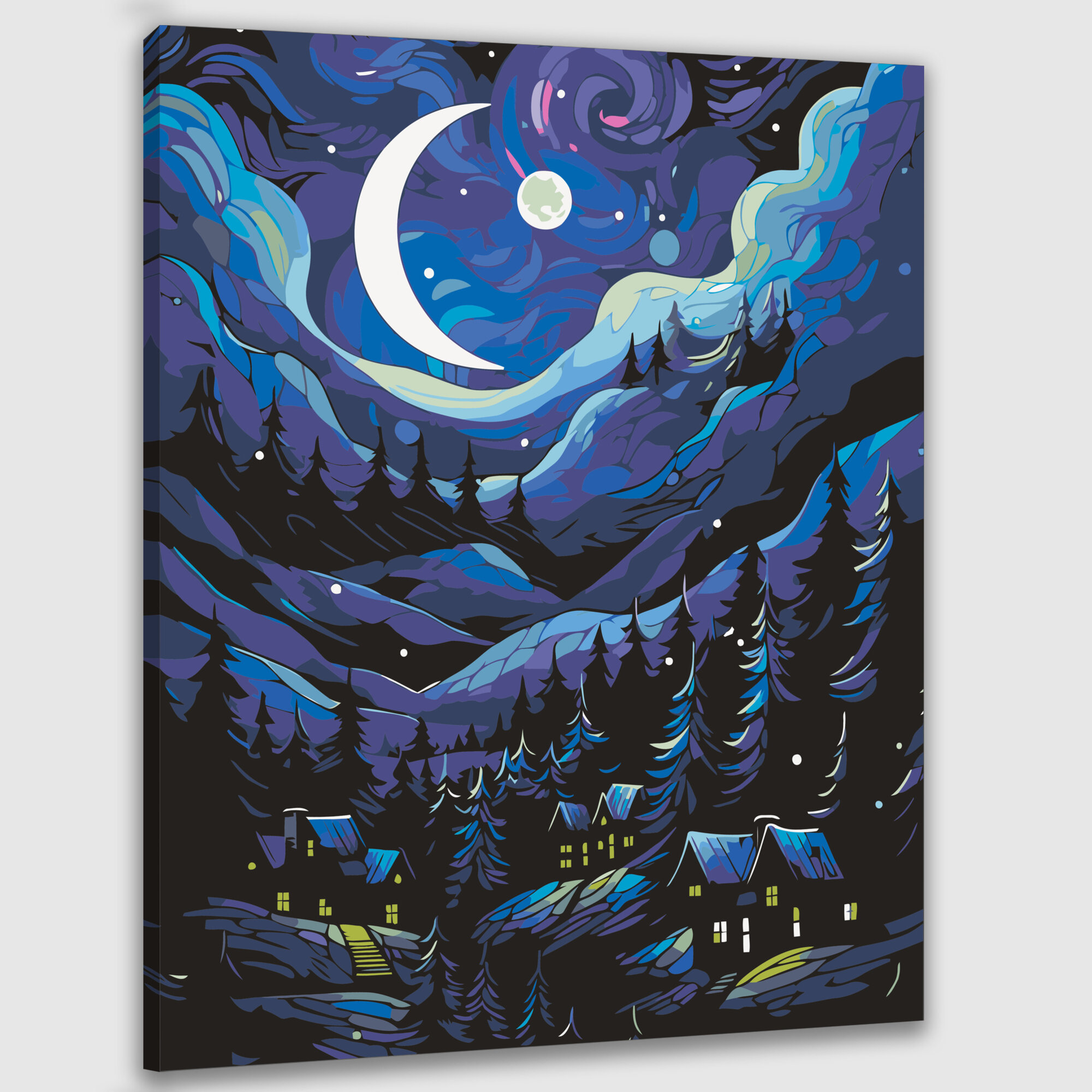 Картина по номерам 40x50 см, цифровое произведение, постимпрессионистский сти, Ван Гог, звездное ночное небо