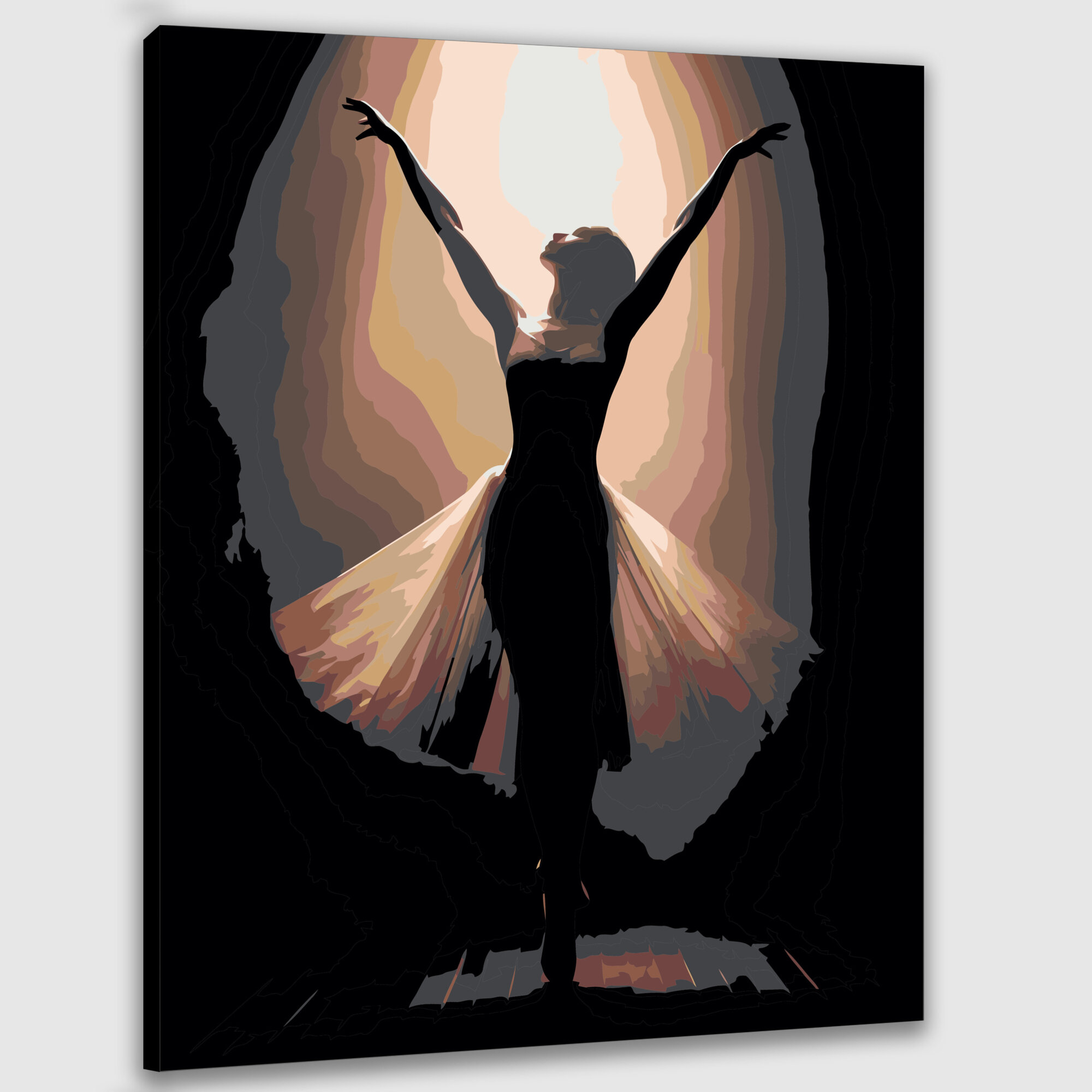 Картина по номерам 40x50 см, фотография, танцовщица, балет, прыжок, освещение, тени, мышцы, линии, элегантность, сила