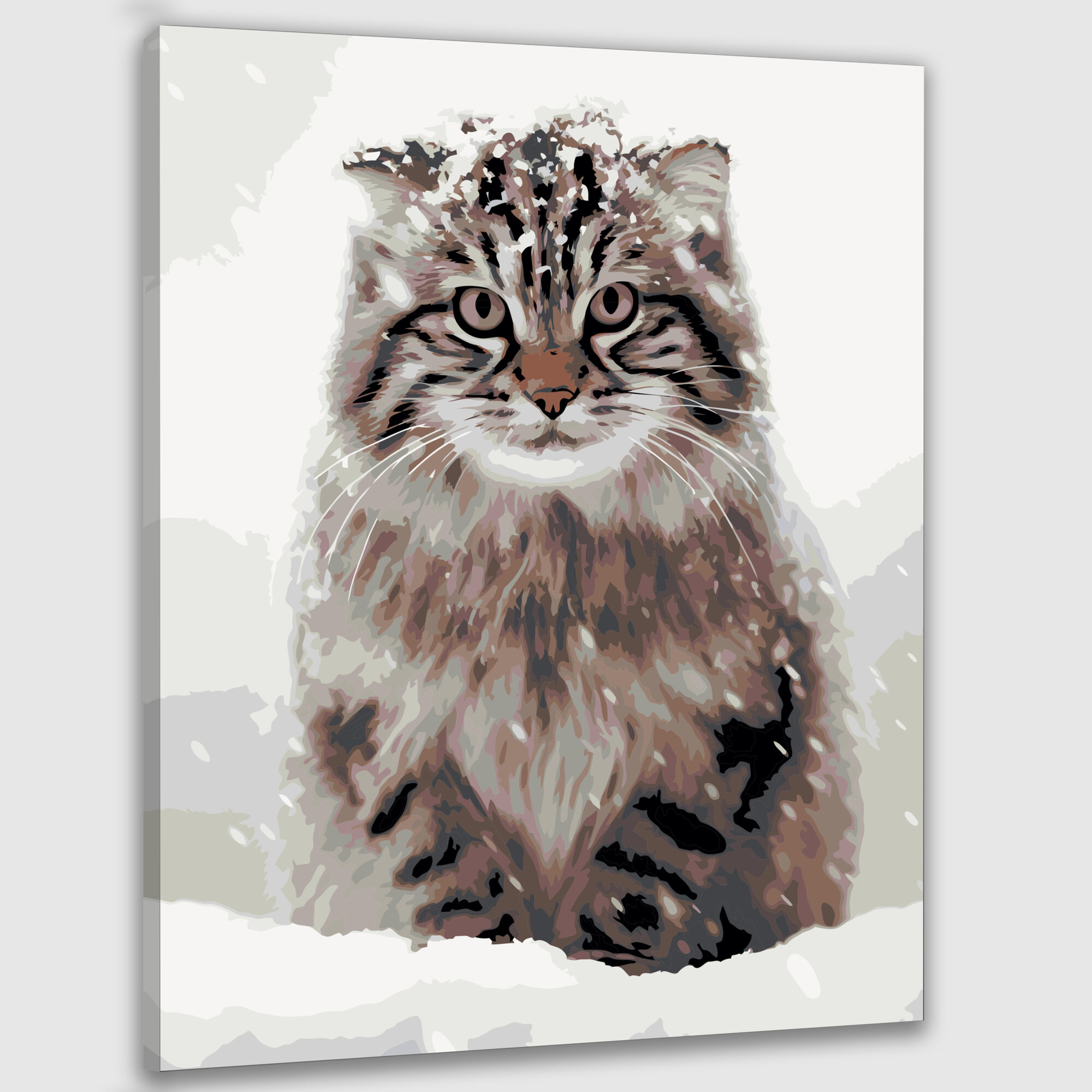 Картина по номерам 40x50 см, цифровая картина, Манул, сибирский манул, заснеженный ландшафт, густая шерсть