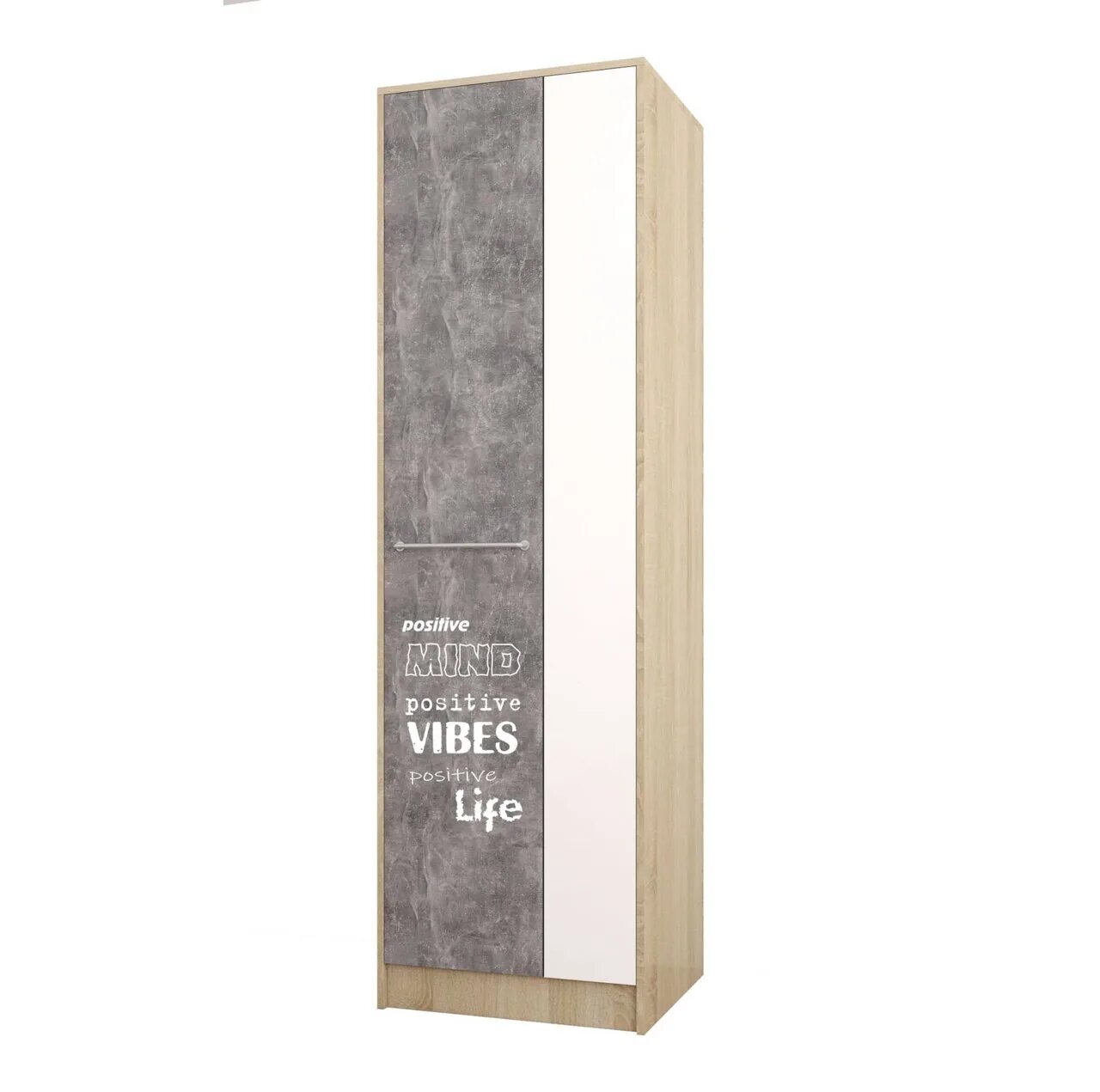 Шкаф 2-х створчатый «Колибри Лофт» (Дуб сонома/Ателье светлое/Акрил Белый) 60х52х200