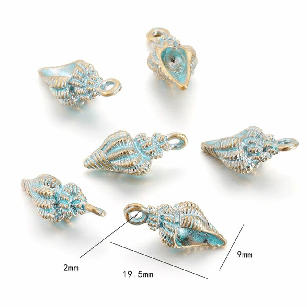 10 декоративных подвесок Blue 9,1 мм для бижутерии, браслетов и кулонов, набор металлических шармов для рукоделия и DIY-украшений