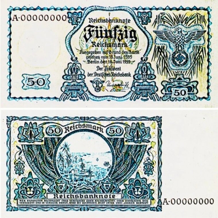 Проект 50 рейхсмарок 1939 Германия, сувенирная копия, банкноты и купюры редкие коллекционные