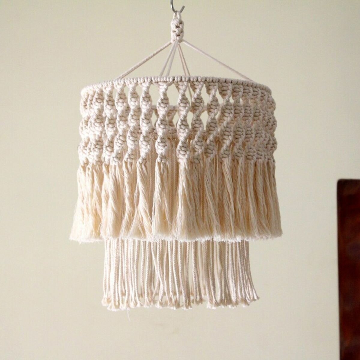 Абажур в стиле макраме в стиле бохо, современный шикарный абажур ручной работы с кисточками для спальни, комнаты в общежитии, домашнего офиса, ресторана