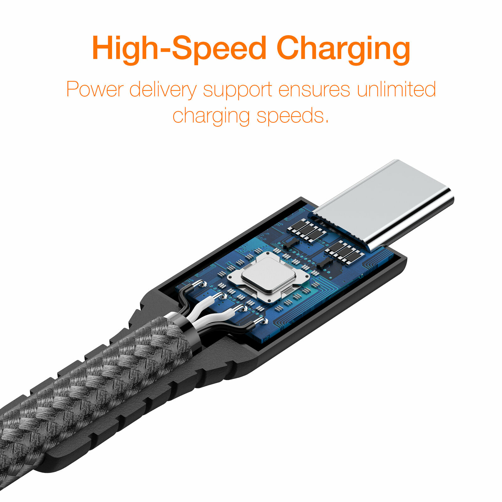 Кабель USB-C → USB-C SlimQ 240W (1 м), 40Gbps, USB4, поддержка 8K@60Hz, PD 3.1, нейлоновая оплётка — фото 1