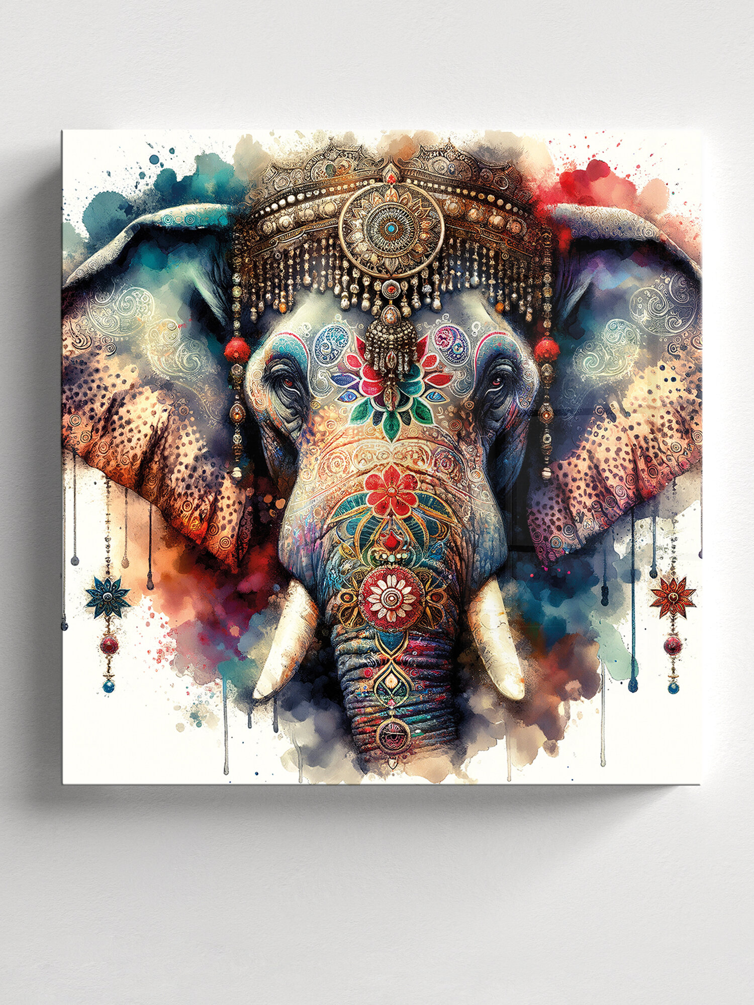 Картина PosterMarket "Индийский слон" на стекле, цифровая печать, 30x30 см