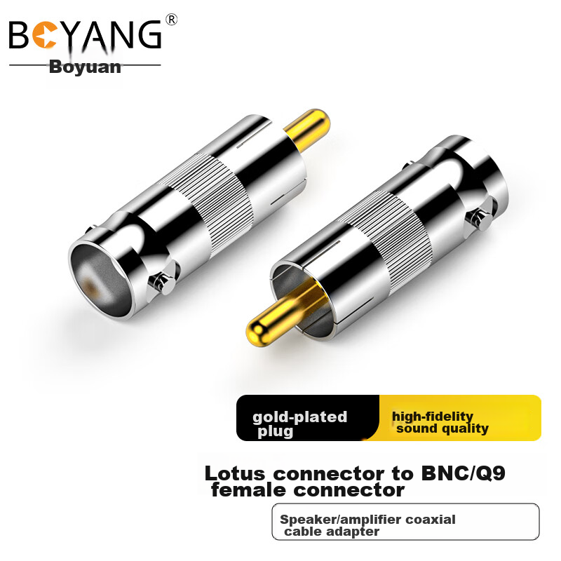 Boyuan, Lotus Head to BNC/Q9 Female, AV Audio-Video Plug Coaxial Cable Converter, 10-Pack, BY-RCA/BNC