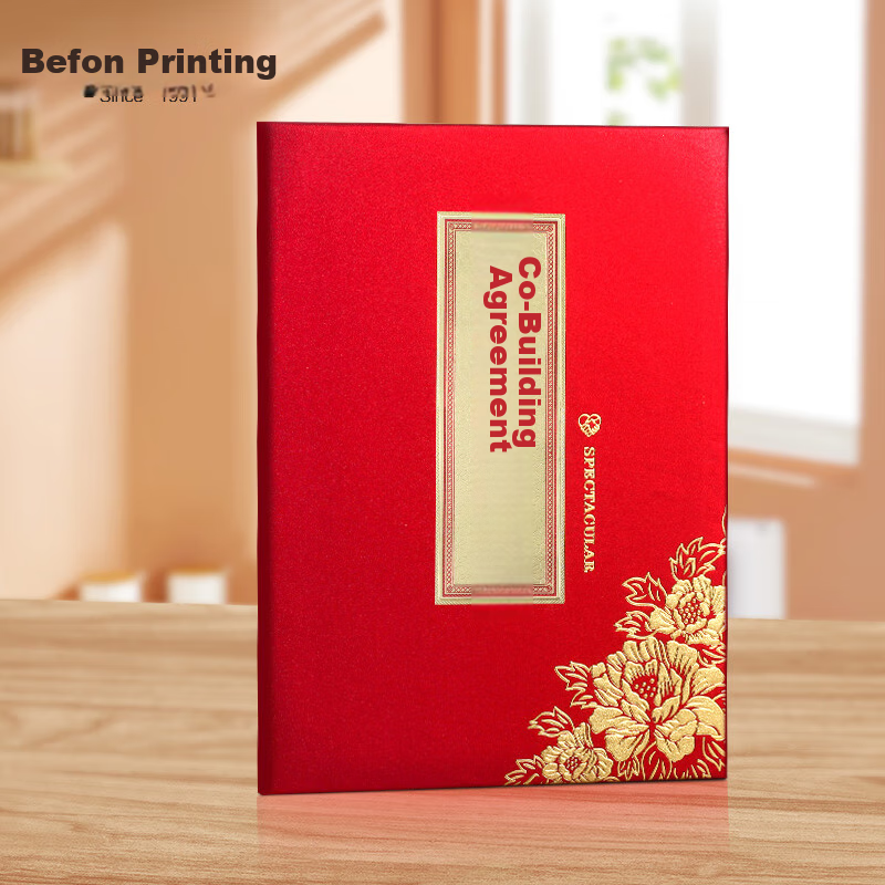 Befon A4 Joint Construction Agreement Signing Book, Signing Ceremony Book, Red High-End Business Signing Book, Strategic Cooperation Signing Book, Signing Folder, Signing Pad 9738