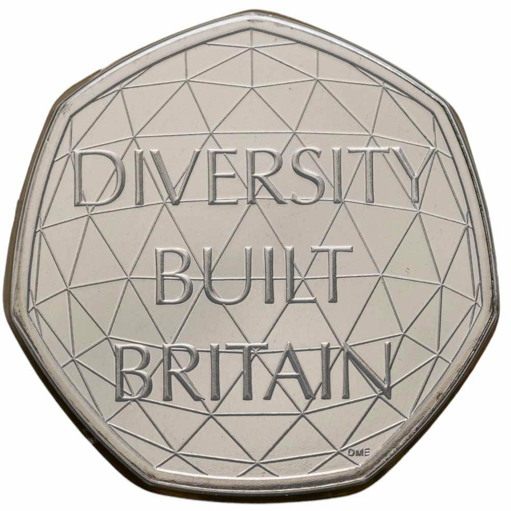 Великобритания 50 пенсов pence 2020 "Многонациональная Британия", в буклете, Мельхиор медь-никель, в сохранности BUNC