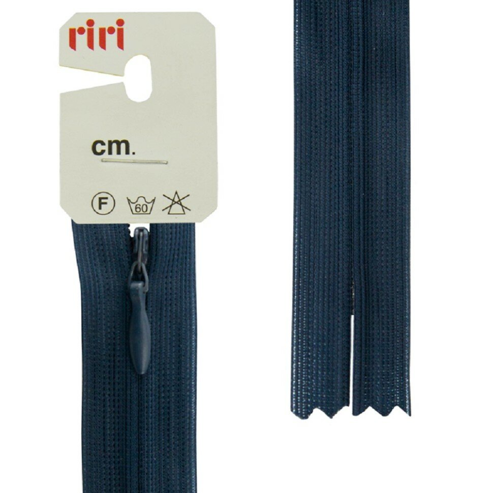 Riri #6010917/60/2647 Молния потайная, неразъемная, 4 мм, 60 см, темно-синий