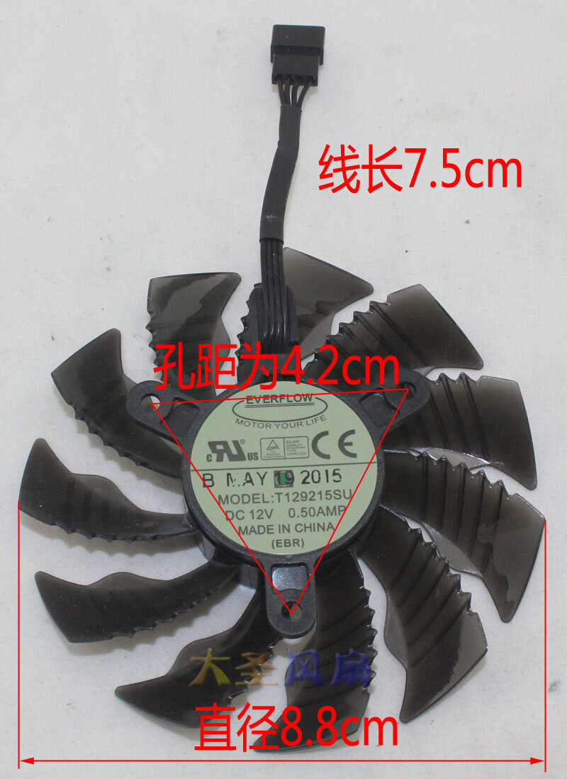 Новый Оригинал for Gigabyte GTX960/970 DC12V 0.5A T129215SU 85MM 4pin temperature control graphics card Вентилятор охлаждения 1PCS