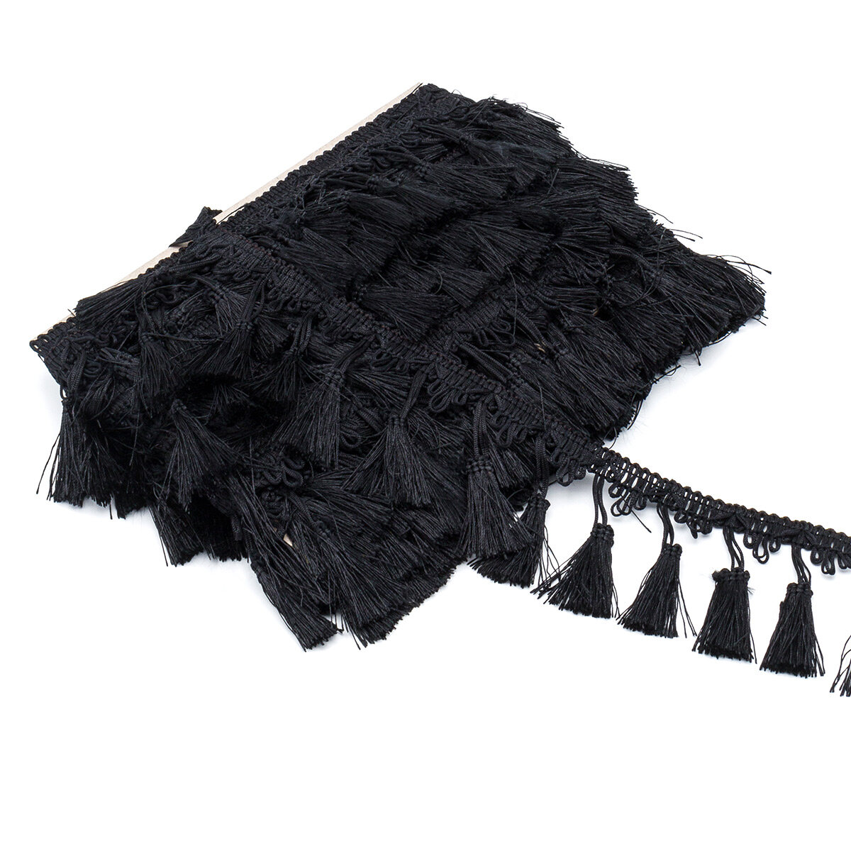 Бахрома для штор с кисточками, 7 см*10 м, для текстиля и шитья, черная, Айрис