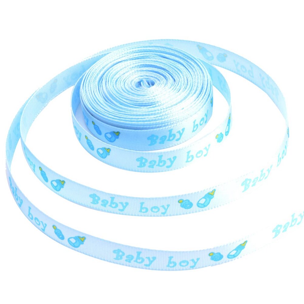 Лента с принтом для мальчика, 10 мм, 10 ярдов, для самостоятельного украшения детского праздника и упаковки подарков (синяя).