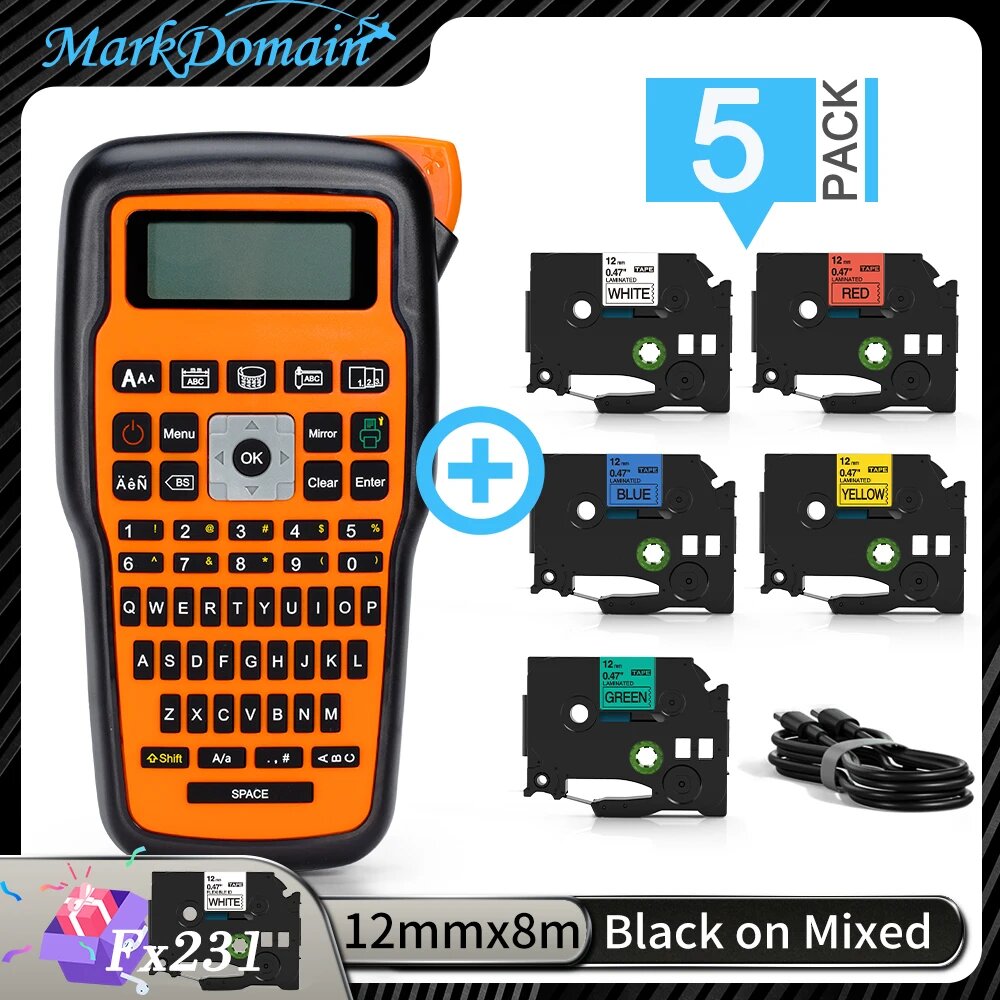 Портативный принтер MarkDomain E1000 Pro для промышленной маркировки OR-5PK Mixed Color