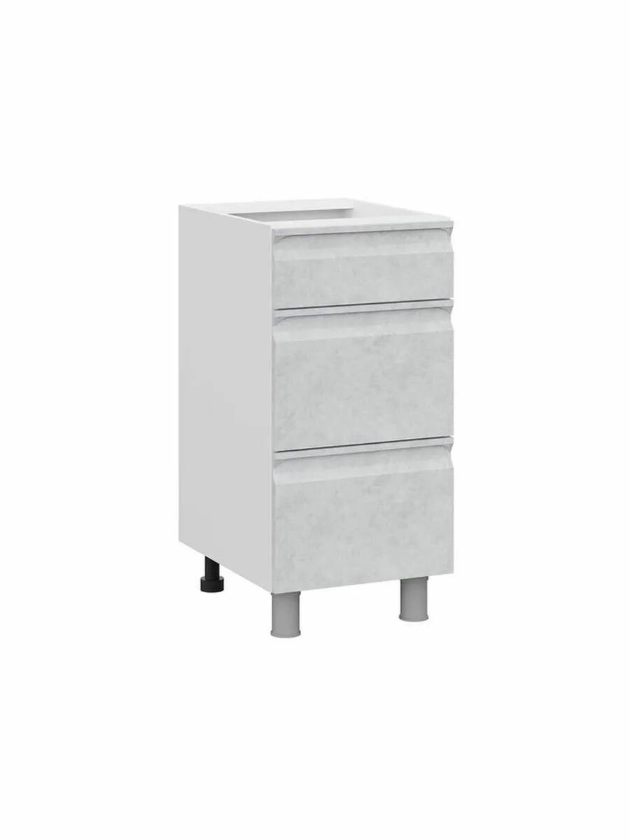 Кухонный модуль напольный, стол Велюр с ящиками, 40х50.6х82.4 см, Белый / Бетон снежный