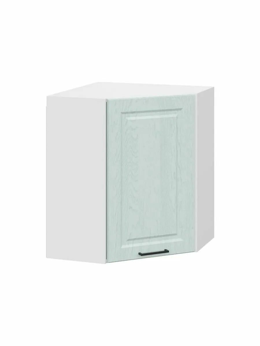 Кухонный модуль навесной, шкаф угловой Шервуд с доводчиками, с полками, 60х60х72 см, Белый / Деним голубой