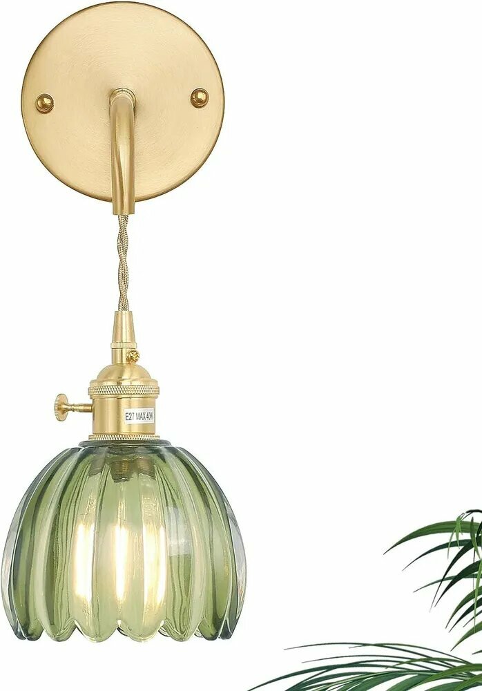 Настенный светильник LjM, E27, стекло, дизайн имитация тюльпана