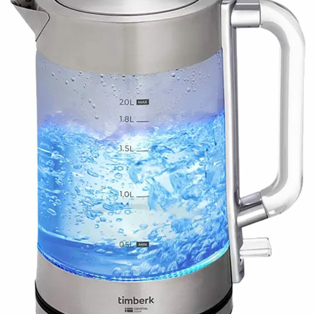 Чайник электрический Timberk T-EK27G04, 2л, 2200Вт, стекло, стальной (T-EK27G04), 4шт.