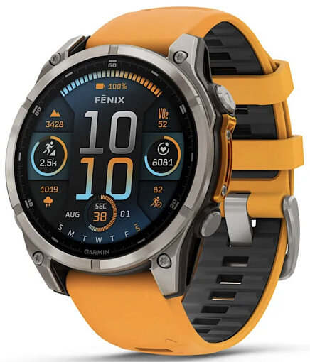 Умные часы Garmin Fenix 8 51mm Amoled Sapphire Graphite Dlc Titanium with Spark Orange Silicone 0100290553