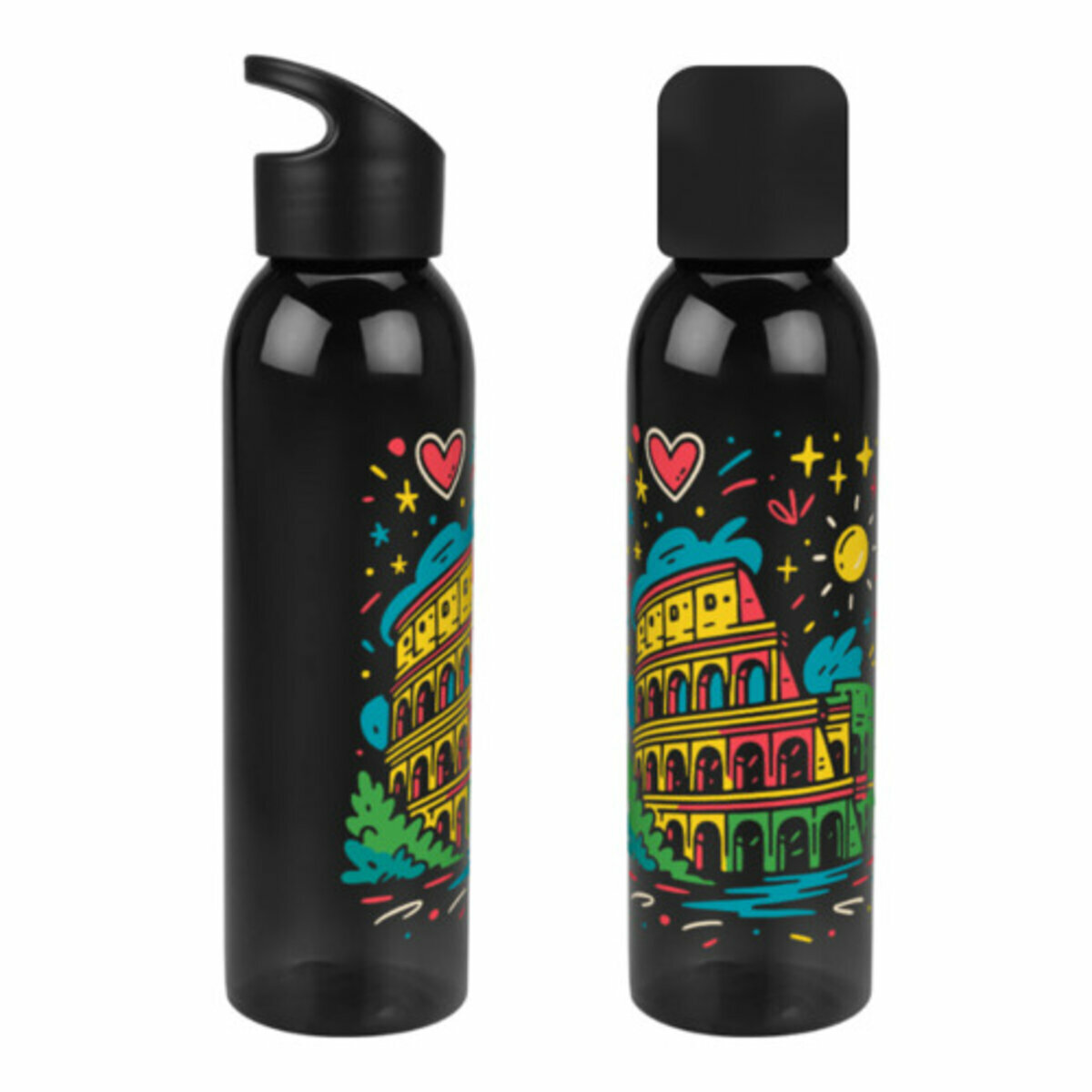 Бутылка для воды «Колизей. Рим, Италия. Архитектура Европы» (черный)