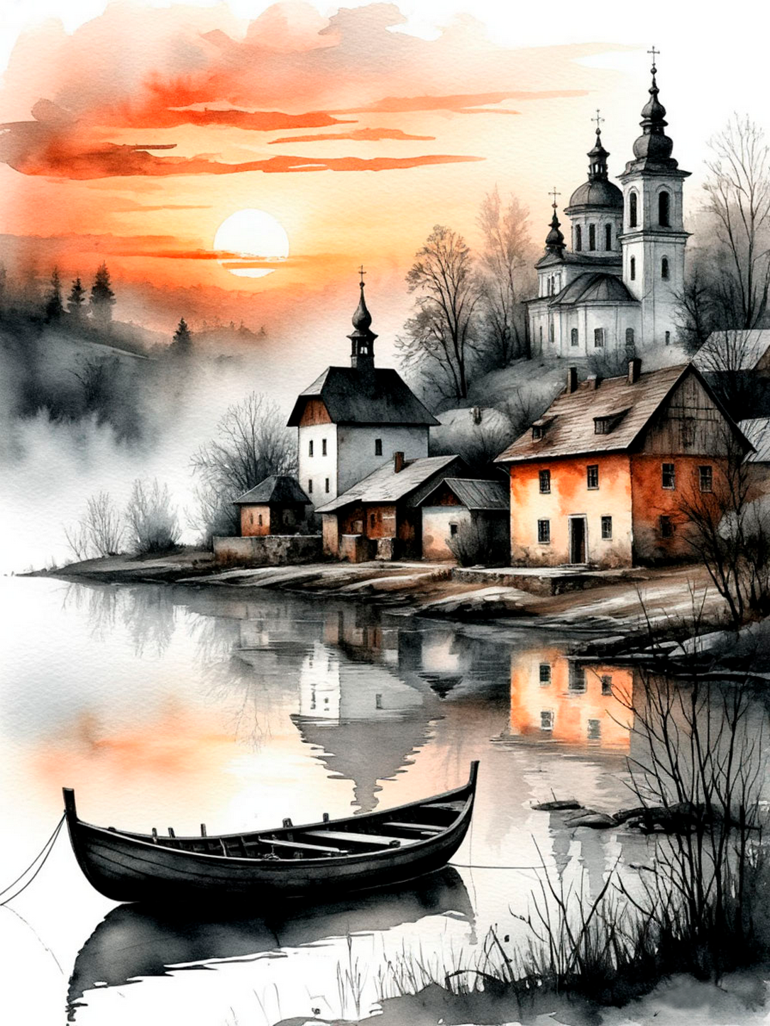 Картина по номерам "Храм у реки" 40х50 см, хлопковый холст на подрамнике, акрил, Hobby Home