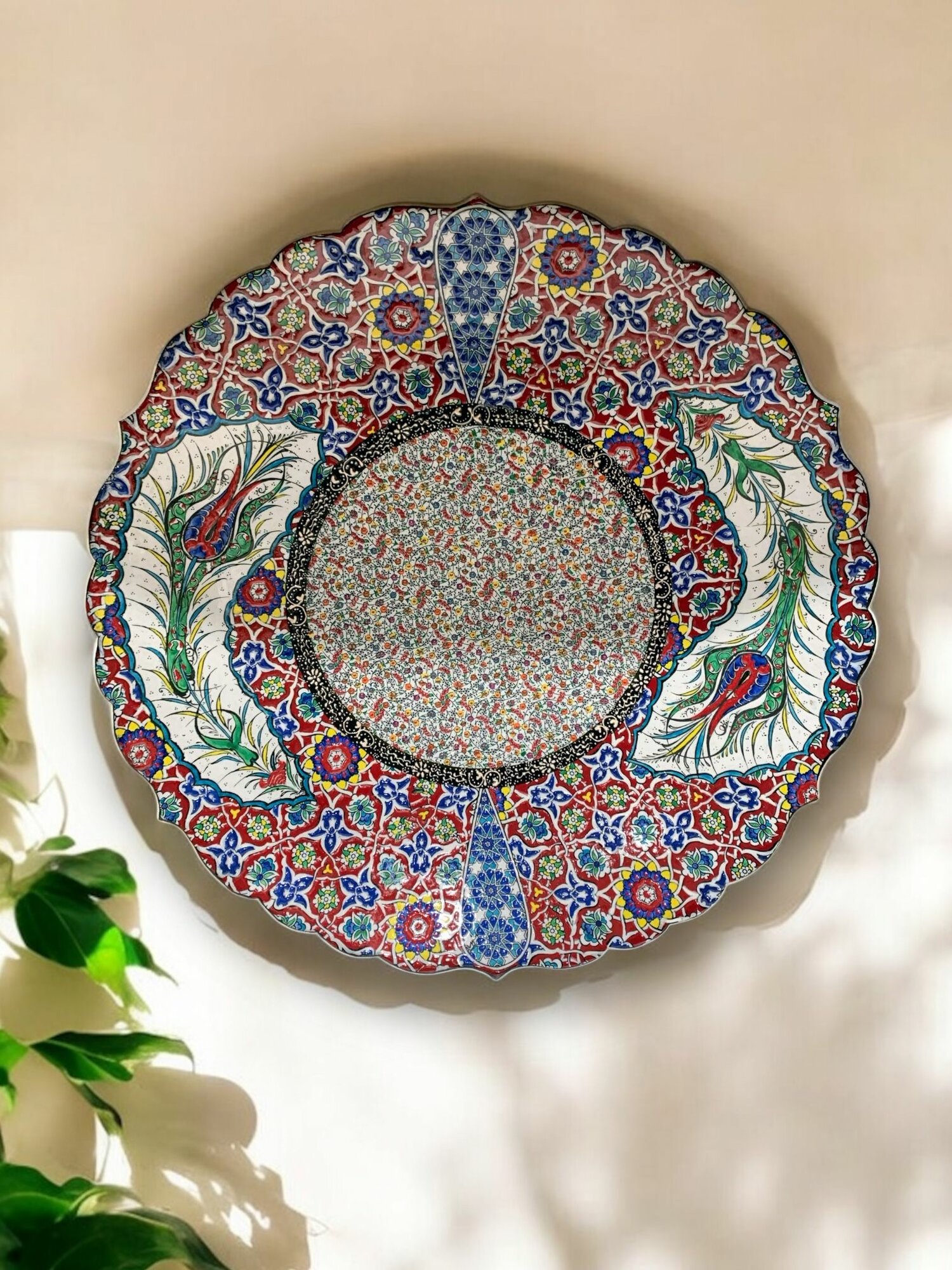 Тарелка декоративная настенная интерьерная "Восточные узоры" D 55 см ручная работа
