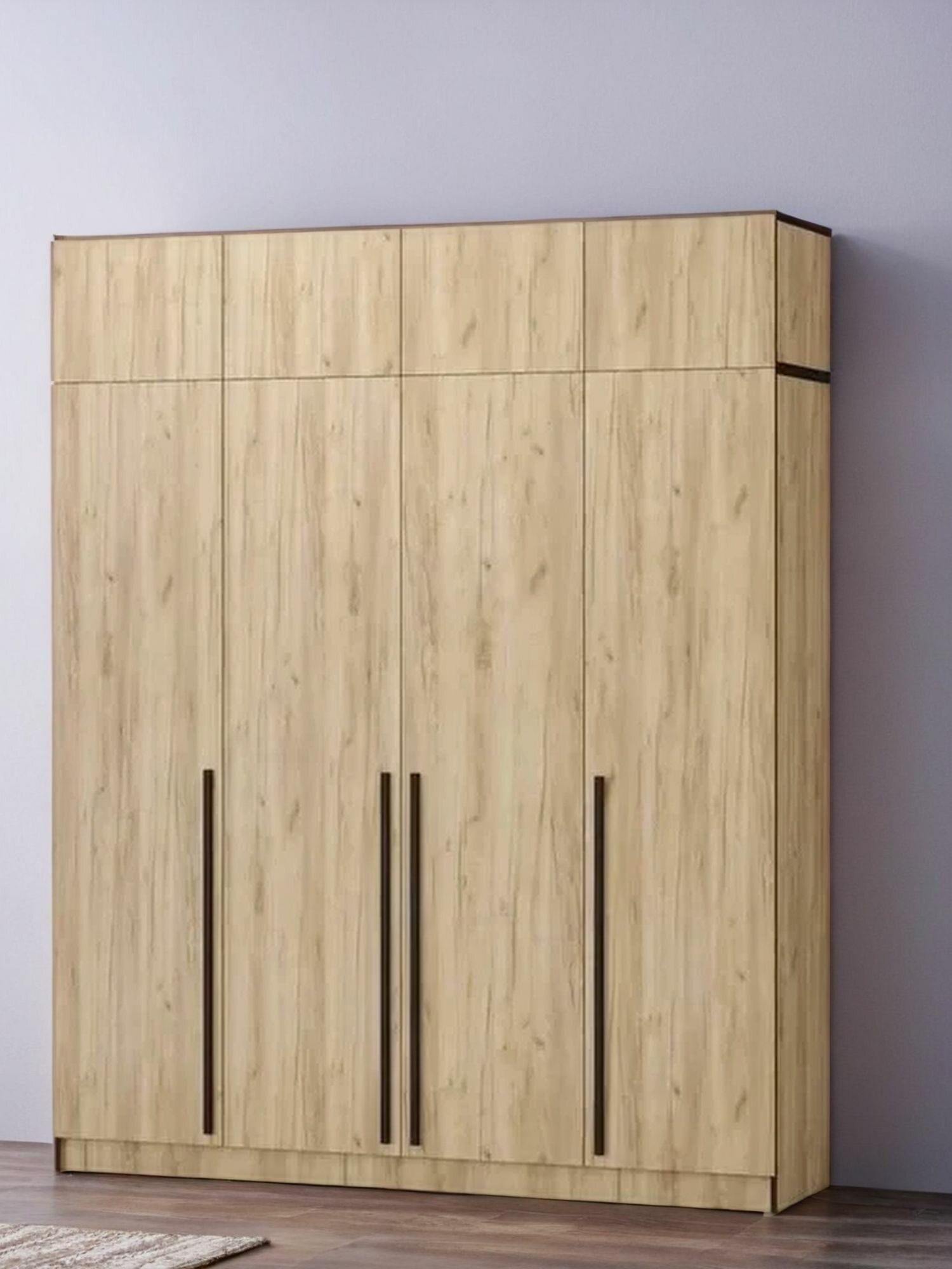 Шкаф для одежды распашной с зеркалом и антресолью 2,0 "Бастион" Дуб крафт золотой