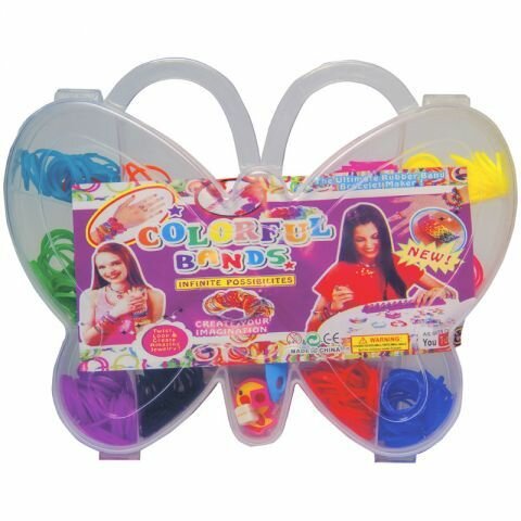 Набор резинок для плетения Бусинка "Бабочка" 700 резинок, крючок, бусины