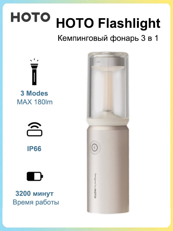 HOTO Фонарь светодиодный карманный с мощным световым потоком, 3200mAh(QWLYD001)