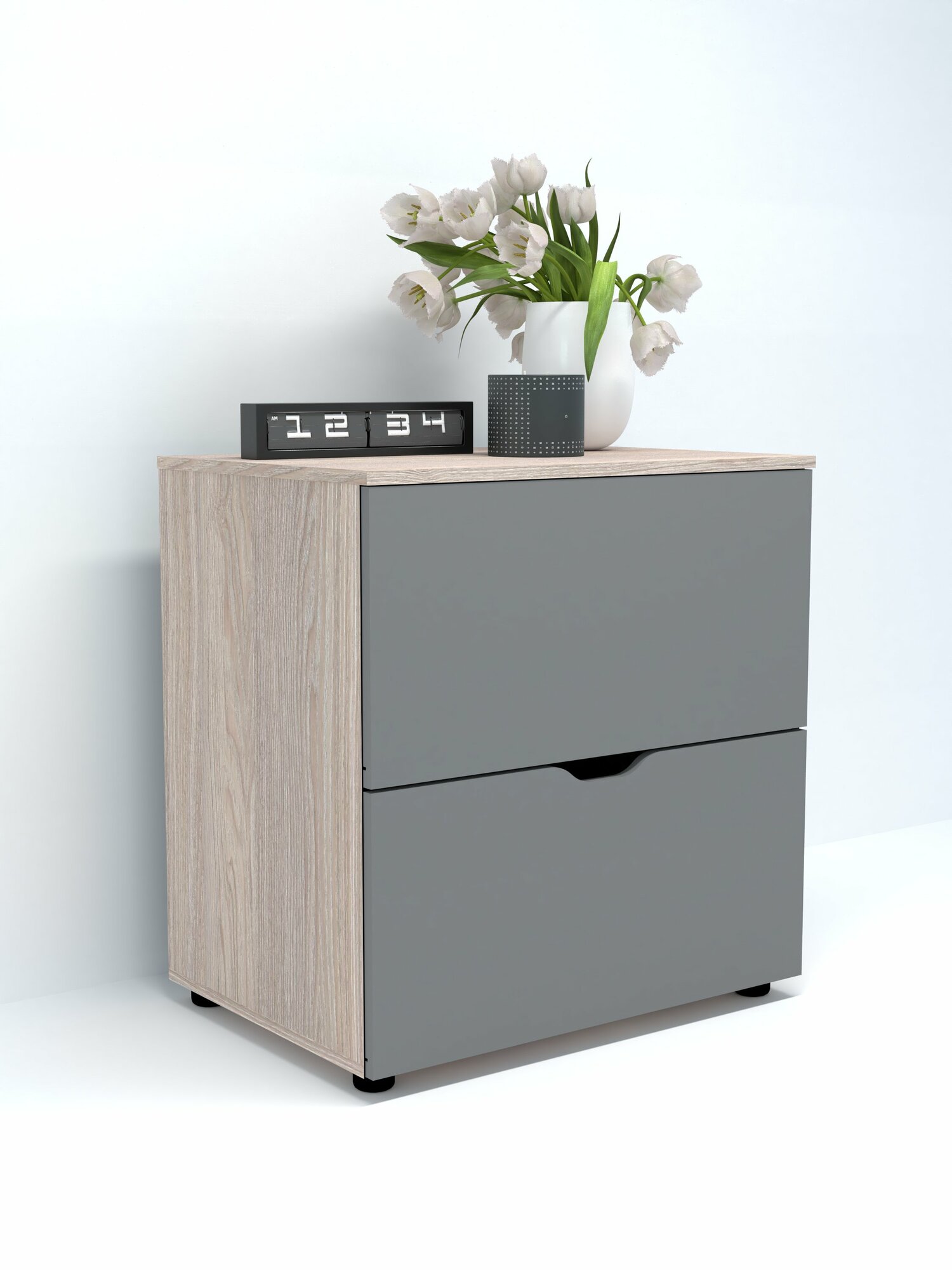 Есэндвич Grand-Лаворо-2 Комод 70х70х50 см, с ящиками (Анкор светлый/Вулканический серый)