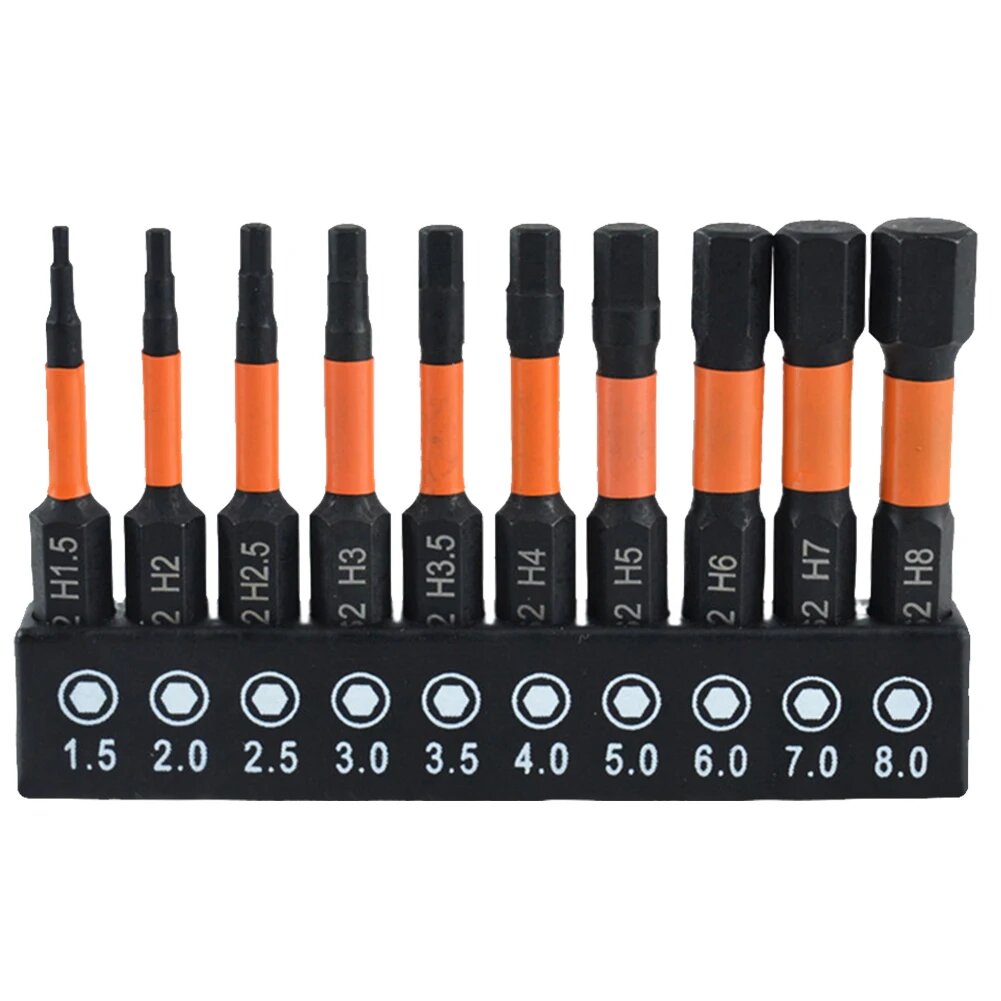 10/20 шт. Набор сверл с шестигранным ключом S2 Сталь 1/4 Набор сверл с шестигранным хвостовиком Метрические и SAE 2-дюймовые магнитные шестигранные биты