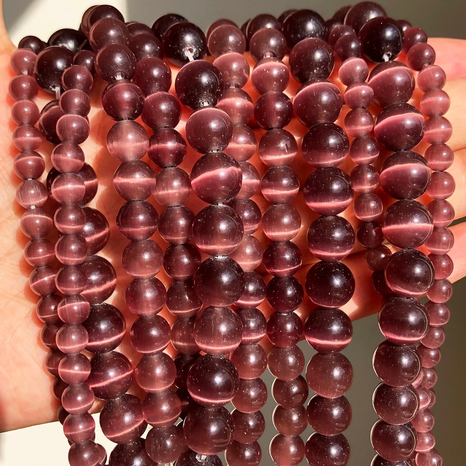 Бусины из натурального лунного камня, розовые, белые, синие, кошачий глаз, свободные опаловые бусины для изготовления ювелирных изделий, бусины, браслет, серьги, аксессуары