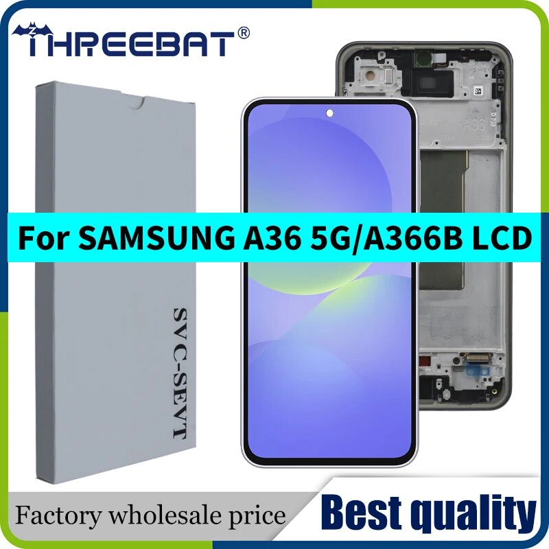 6,7 "Super AMOLED 120 Гц для Samsung A36 5G A366B A366E A366U A366B/DS A366E/DS ЖК-дисплей с цифровым преобразователем сенсорного экрана в сборе With Pink Frame