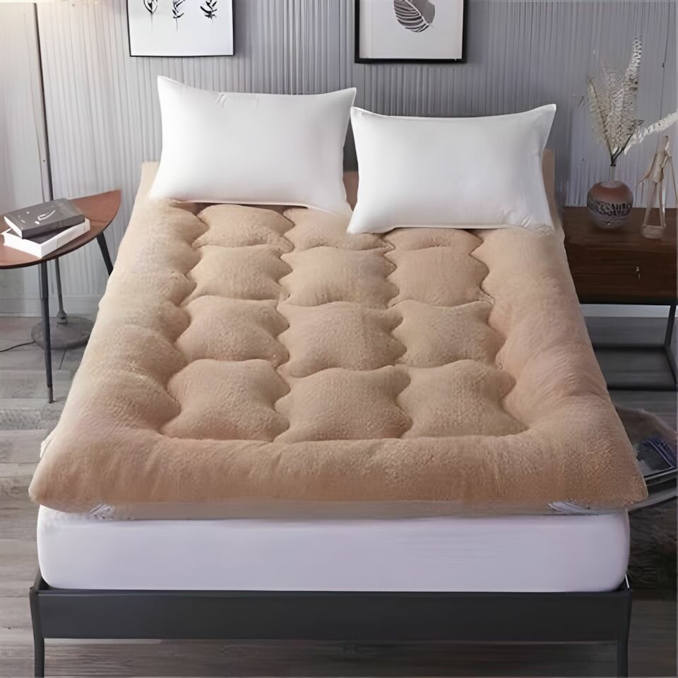 Матрас, беспружинный, 120x200х10 см, желтый, стеганый, микроволокно, Knitted Fleece