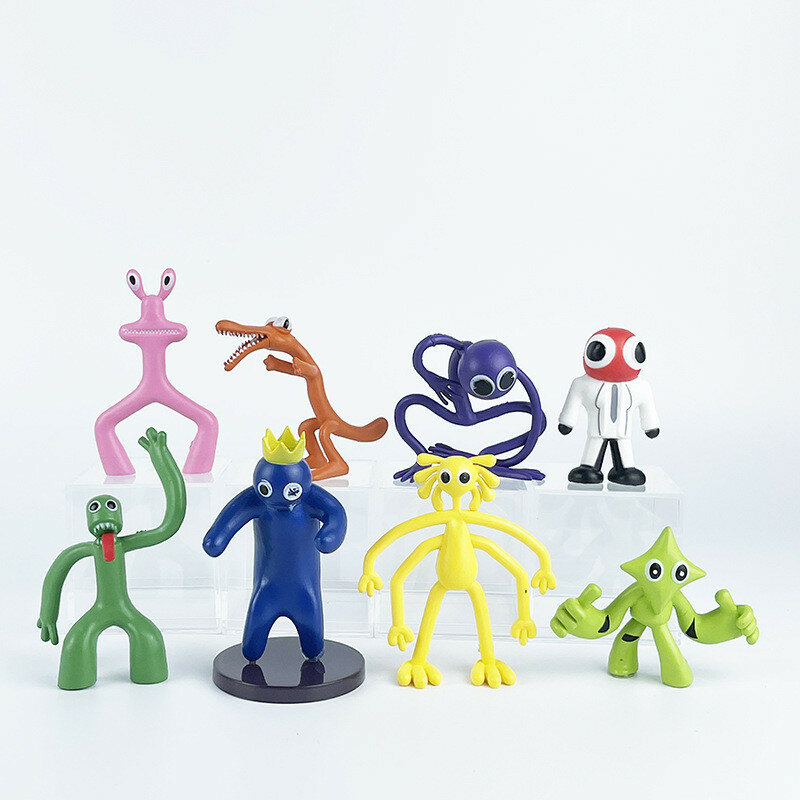 Colorful rainbow friends pvc figurine set including 8 collectible toys