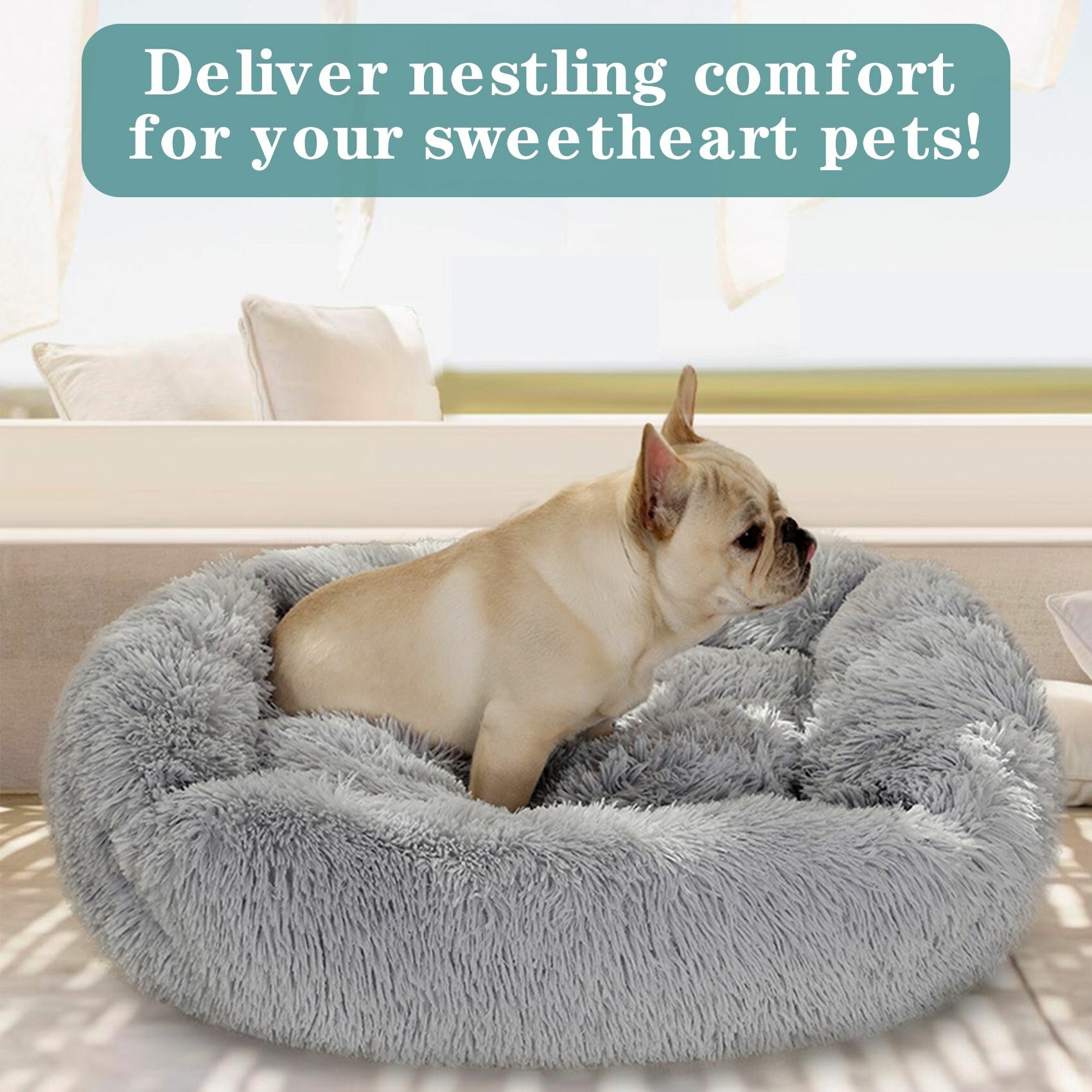 Пушистая лежанка-кокон для кошек