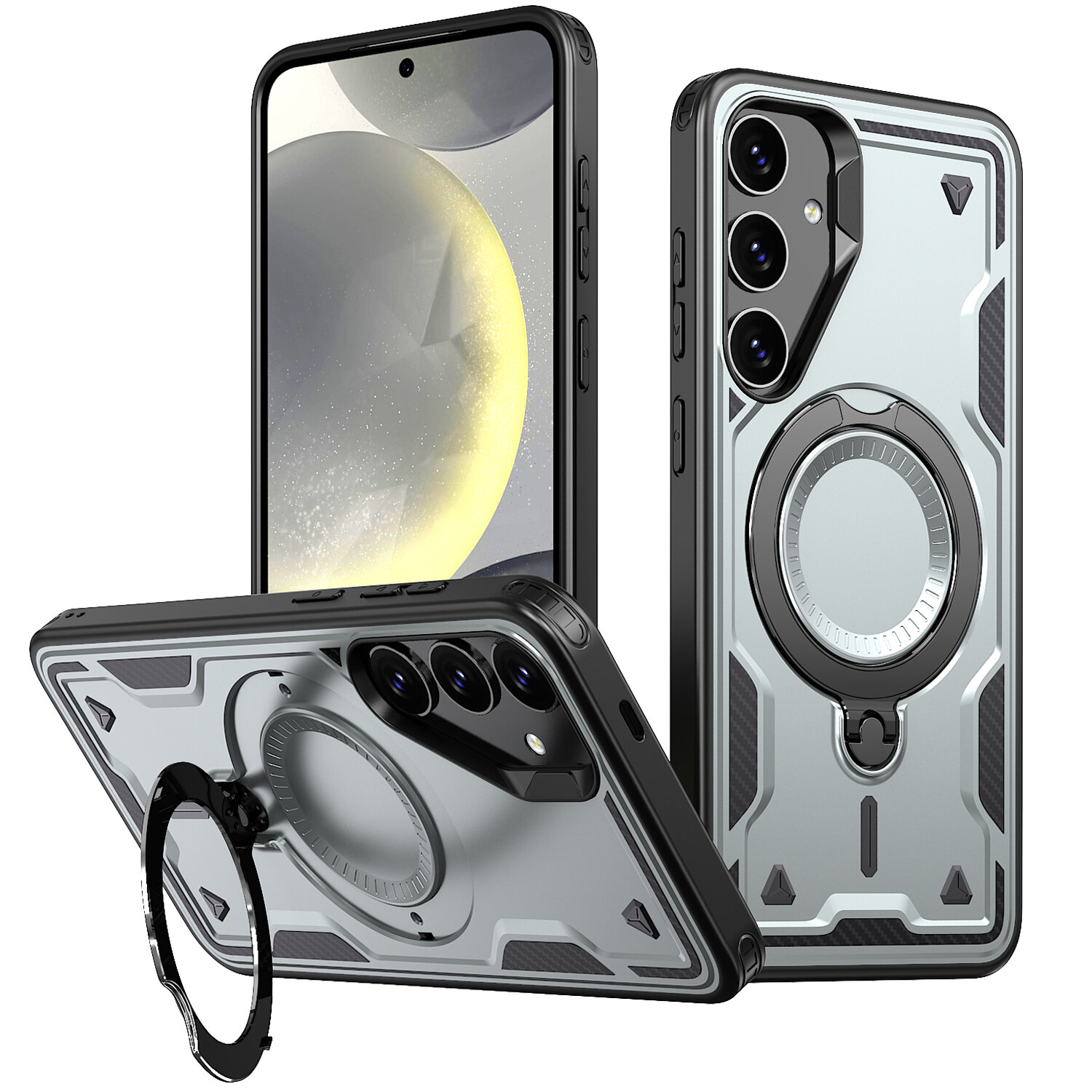Чехол Magneto Case с кольцом для Samsung Galaxy S24 FE серый