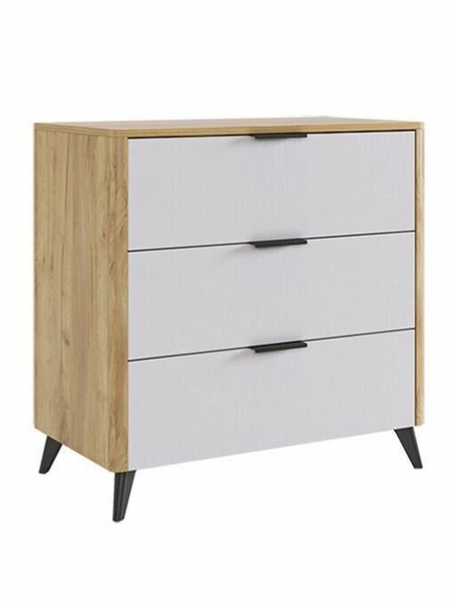 Комод с ящиками для одежды, комод на ножках деревянный Адам, дуб крафт золотой/белое дерево, (ШхВхГ) 800Х736Х420