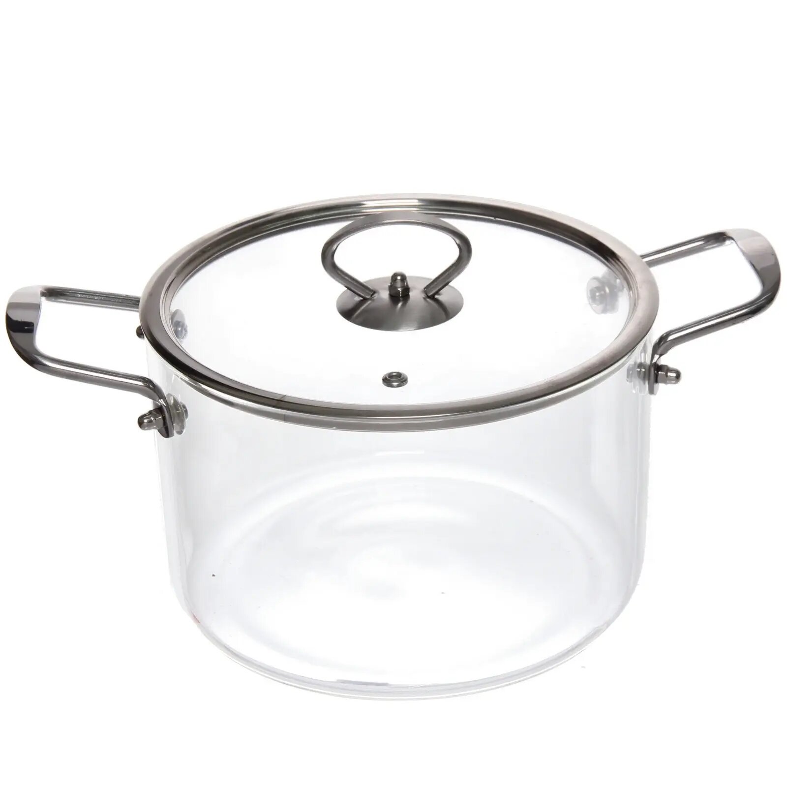 Кастрюля из боросиликатного стекла 3,5л «Хай-Тек», жаропрочная, с металлическими ручками