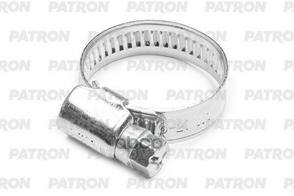 Хомут винтовой 16-27 мм German Type лента с накаткой, ширина ленты 9 мм, W1 - оцинкованная сталь PATRON арт. PG016027