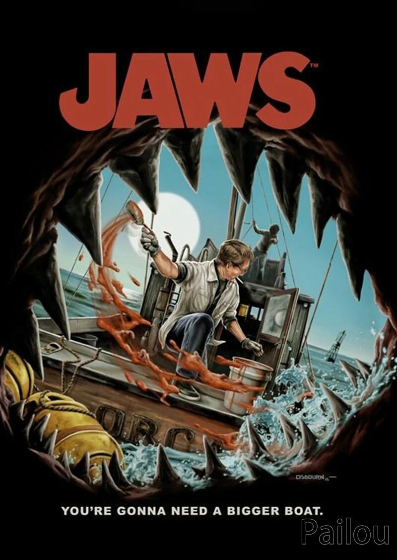 Алмазная картина "Большая белая акула" алмазная огранка 40х50 см,40X50CM, белый