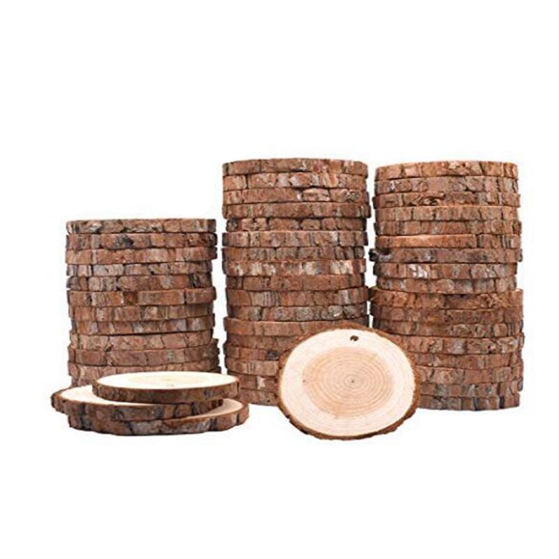 50 шт. деревянных досок 6-8 см. Натуральные деревянные дощечки с просверленными отверстиями. Незаконченные деревянные круги для поделок своими руками.