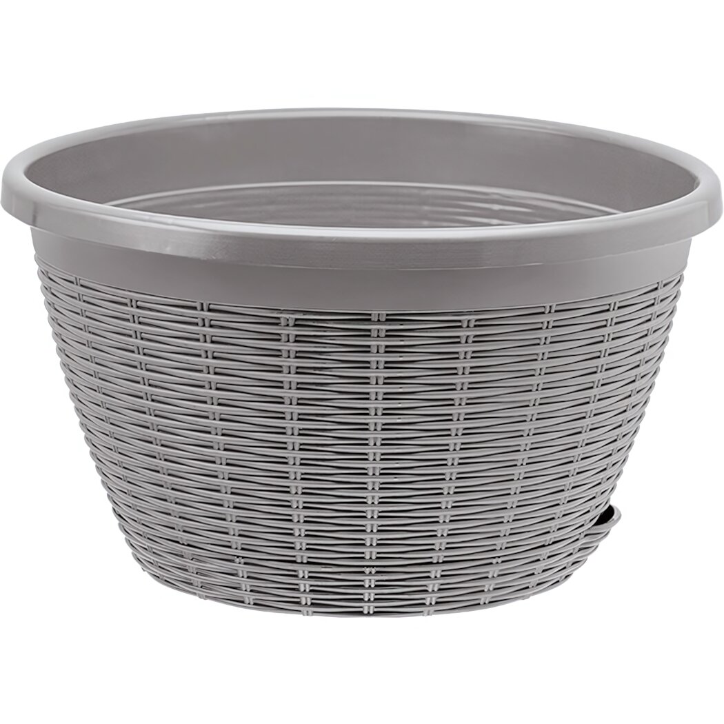 Кашпо пластиковое подвесное 4.5л, серый жемчуг, d-27см с дренажом