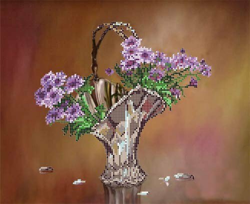 Картины бисером Ткань на габардине Цветочный натюрморт S-131