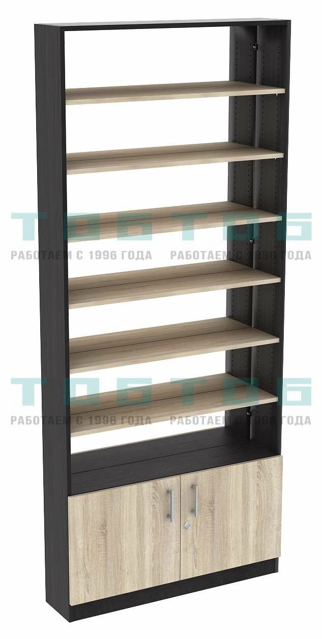 Стеллаж из ДСП с 6-ю полками 200x900 мм серии LEVEL-6 №10-2 (З/C - зеркало), Крем Вайс