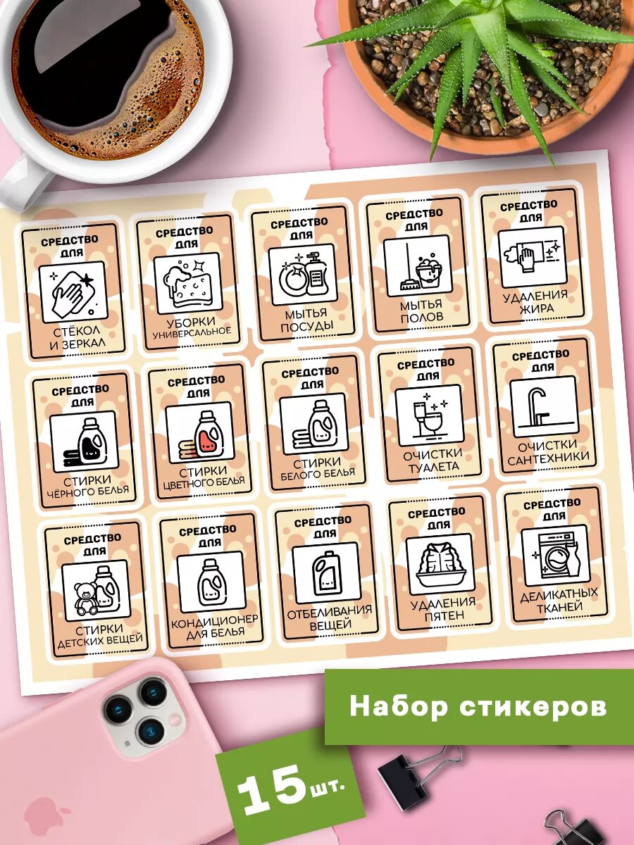 Наклейки для бутылочек для бытовой химии Стикеры для дома