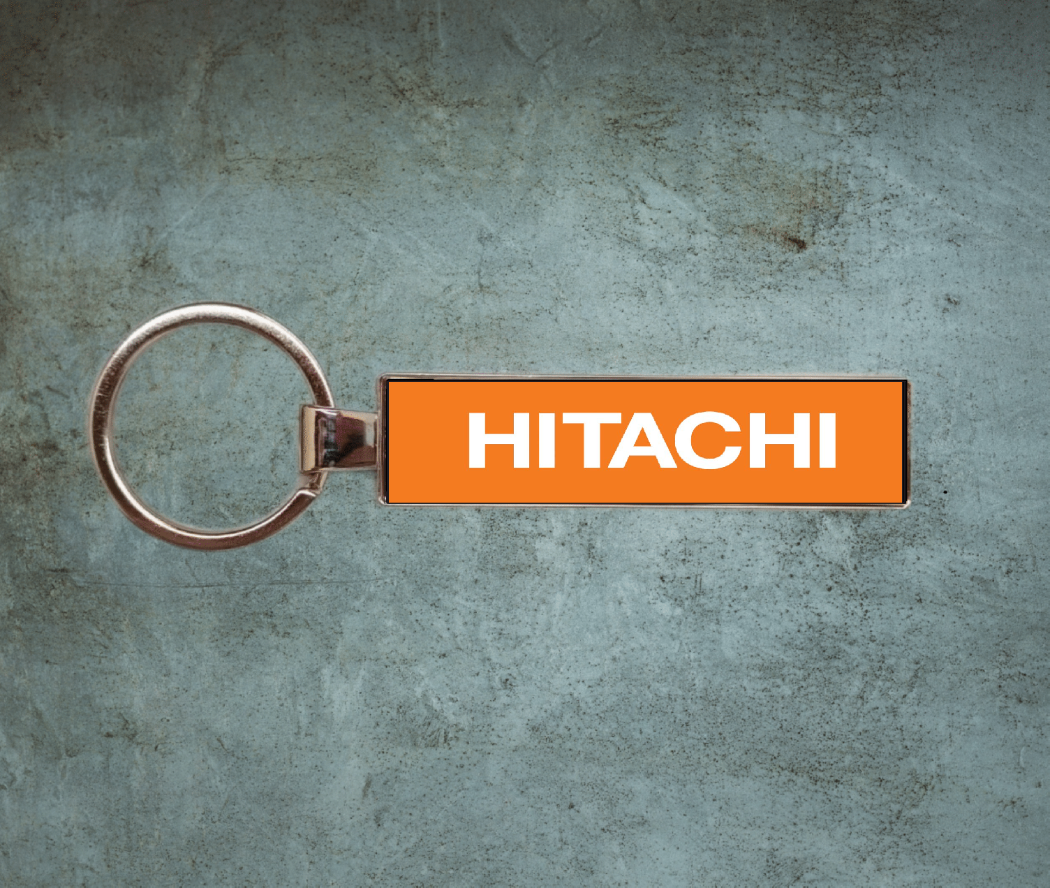 Брелок автомобильный металлический HITACHI ( для строительной техники, трактор, погрузчик, бульдозер, экскаватор)