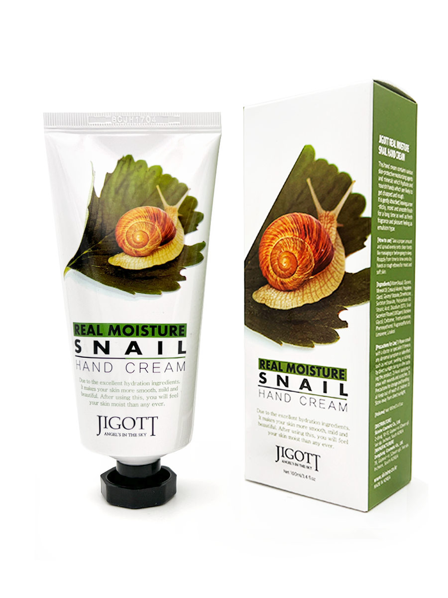 Jigott Крем для рук с экстрактом слизи улитки Real Moisture Snail Hand Cream, 100 мл