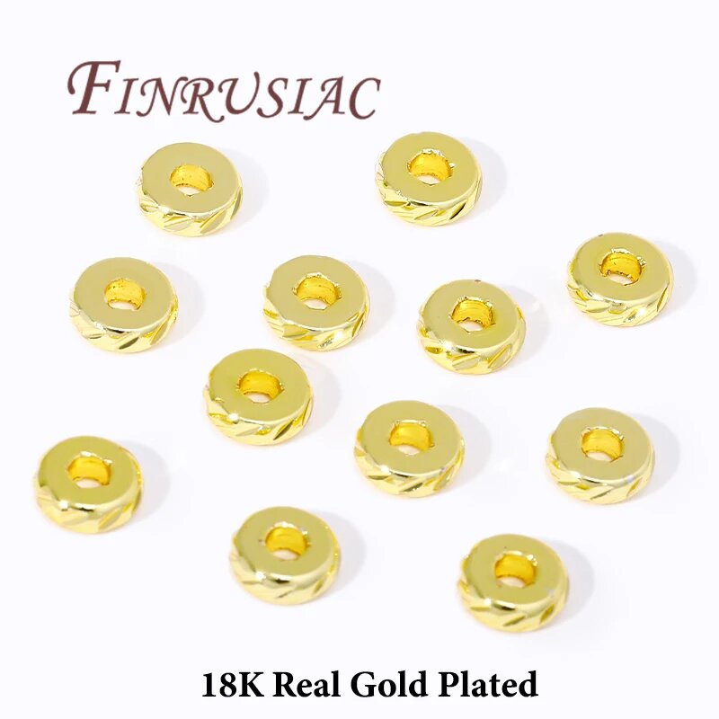 Позолоченные разделители для бусин FINRUSIAC 3-8 мм 6mm-20pcs, 18K Real Gold Plated